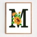 Letter M Modern Cross Stitch Pattern PDF Monogram Floral - Etsy