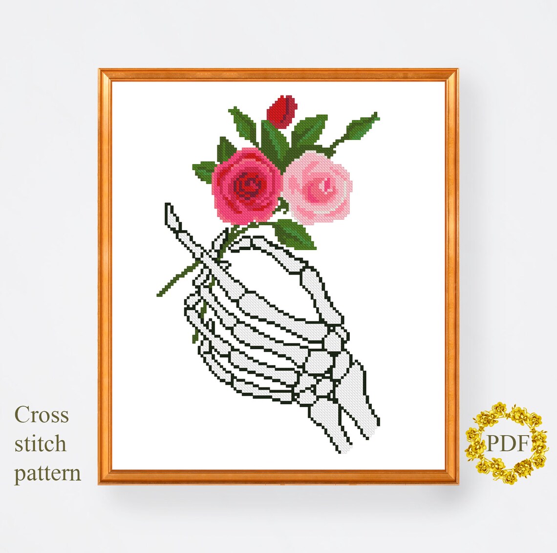 Skeleton Hand Modern Cross Stitch Pattern PDF Anatomy Counted - Etsy