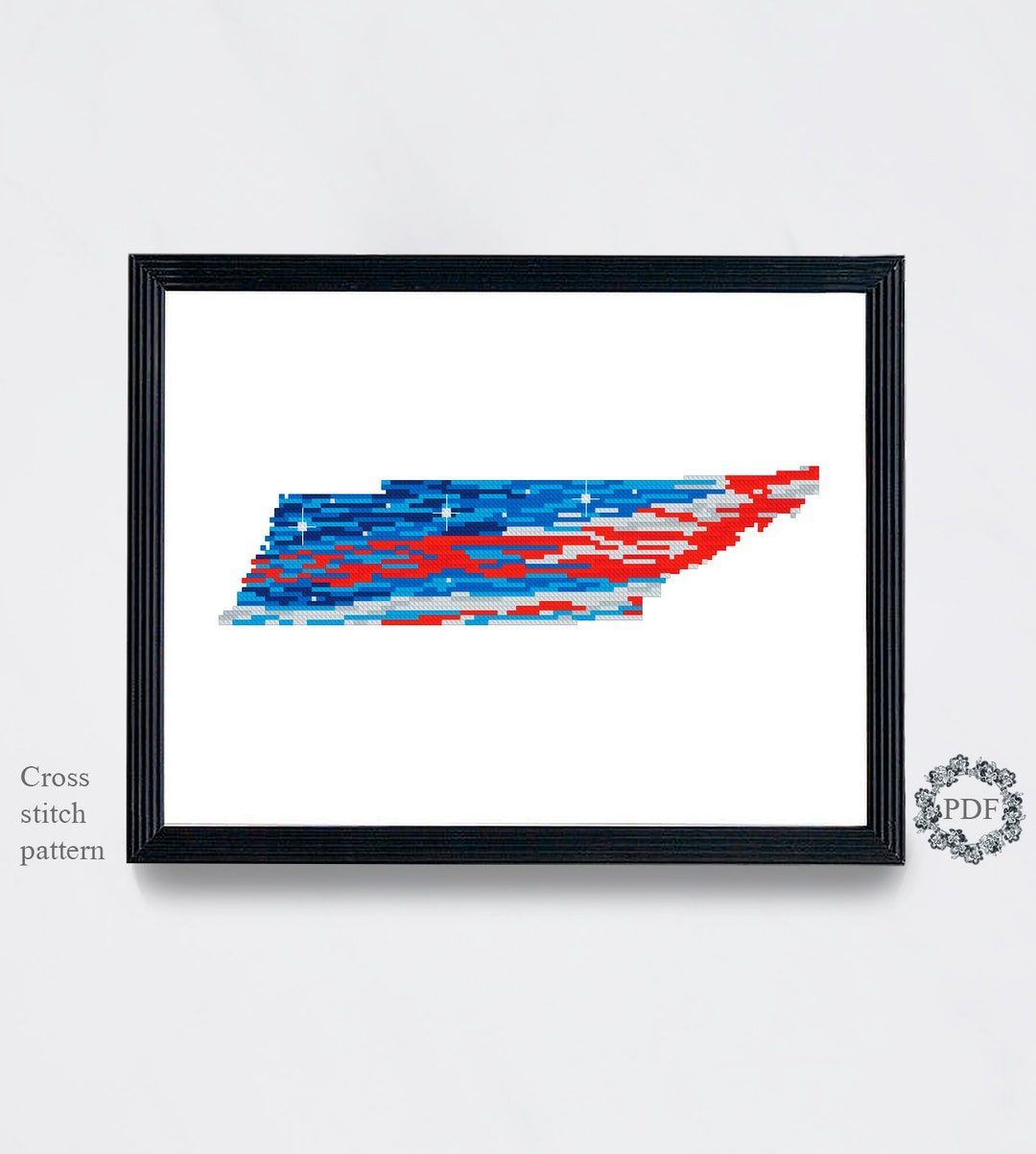 Tennessee State Modern Cross Stitch Pattern PDF, USA Map Counted Cross ...
