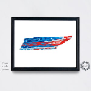 Tennessee State Modern Cross Stitch Pattern PDF, USA Map Counted Cross ...