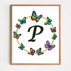 Letter P Modern Cross Stitch Pattern PDF, Monogram Baby Counted Cross ...