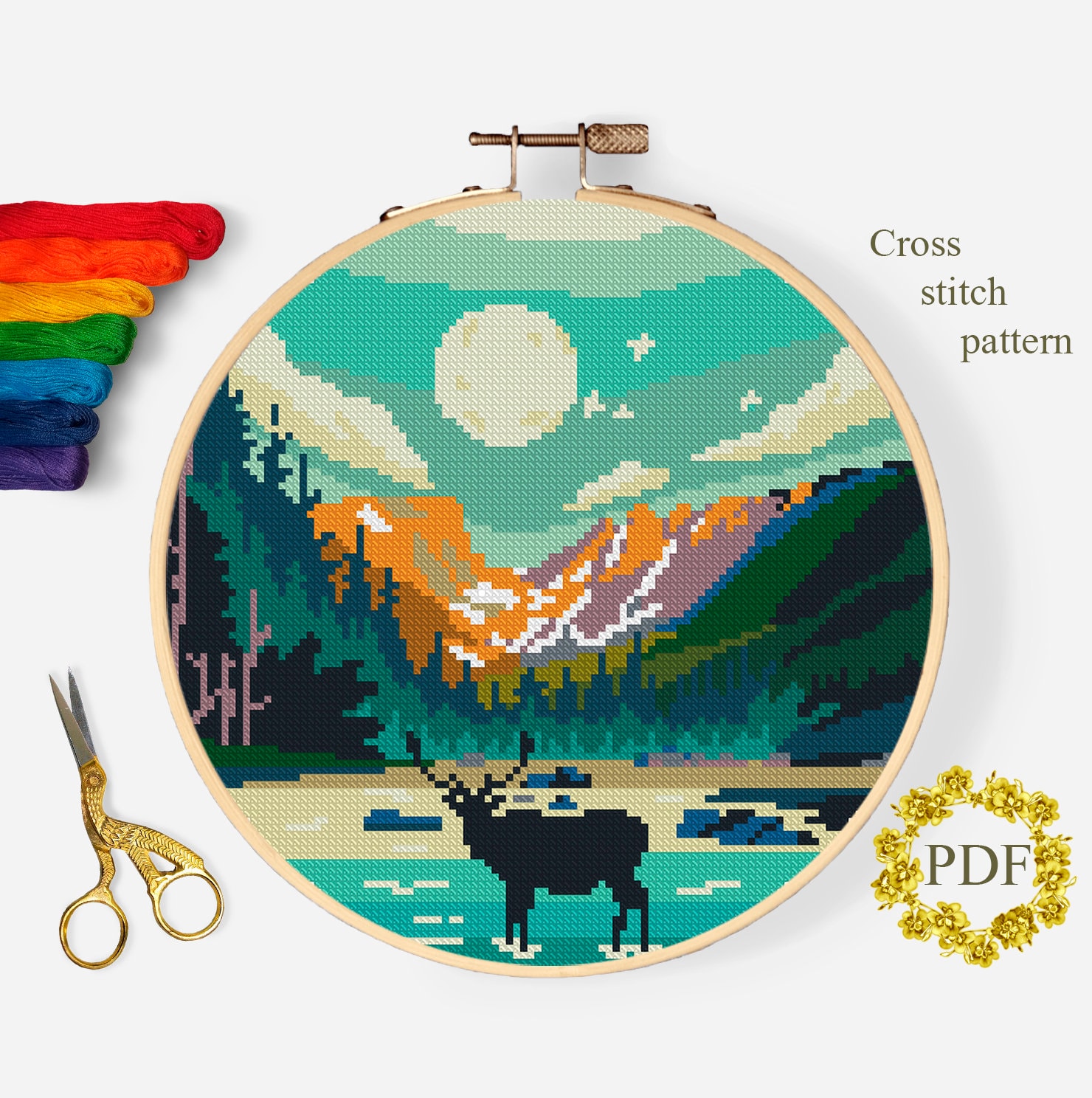 Embroidery Kits & How To Forest Embroidery Nature Lake Landscape Cross ...