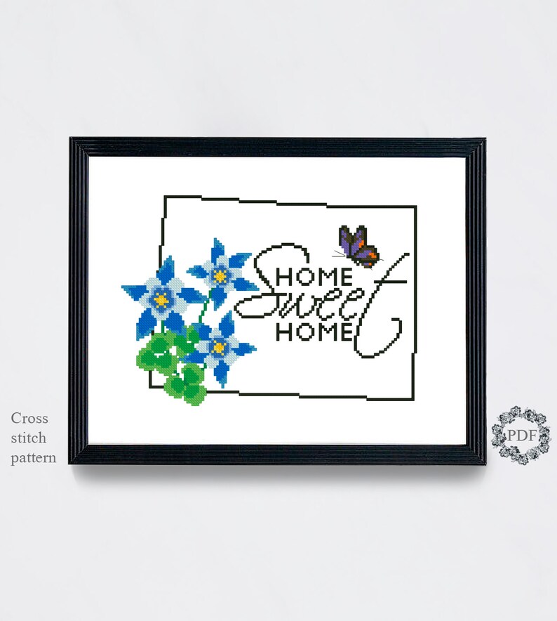 Colorado State Flower Modern Cross Stitch Pattern PDF USA Map - Etsy