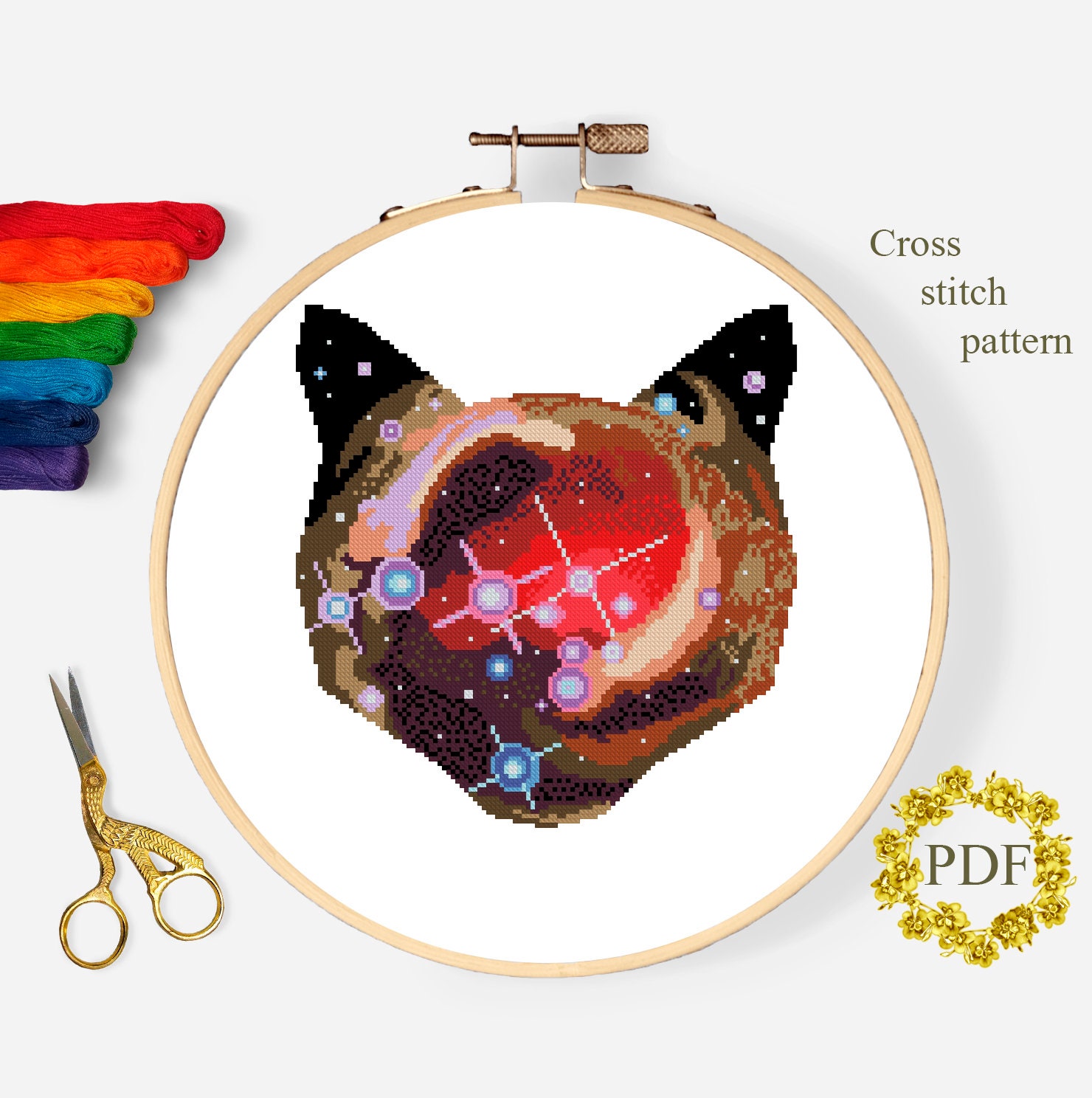 Set Galaxy Cross Stitch Pattern Modern PDF Animals Counted | Etsy