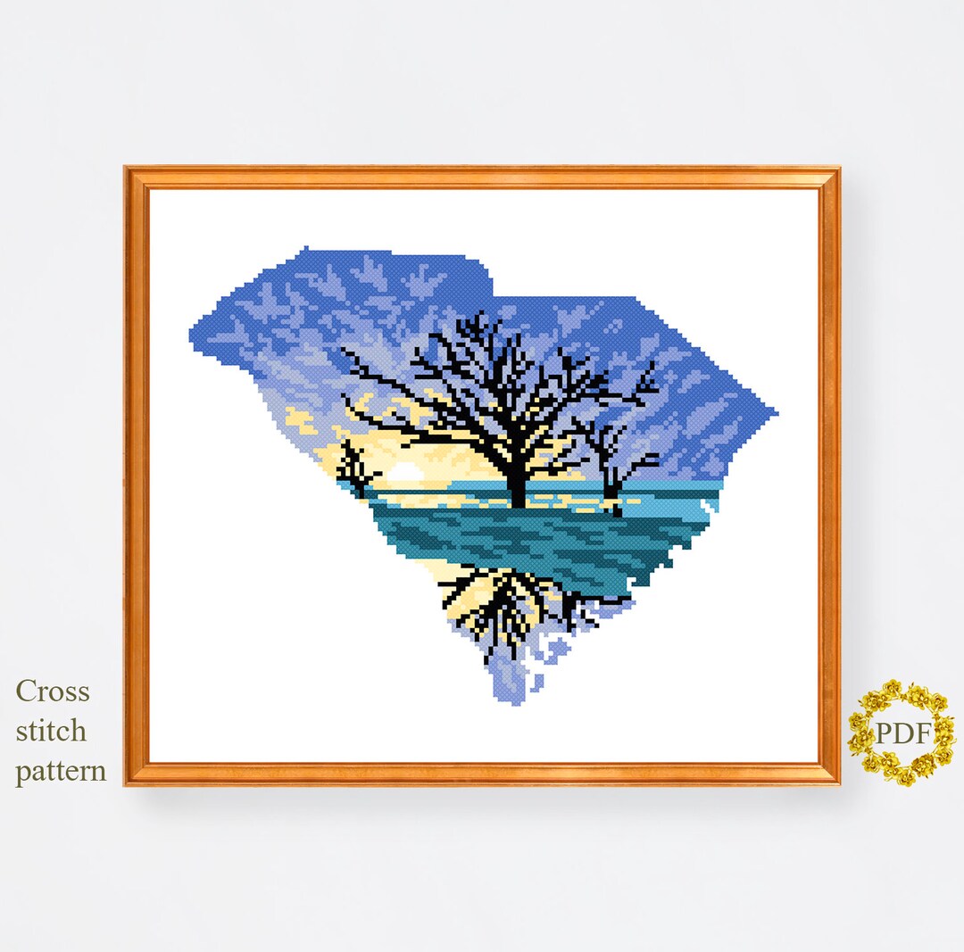 South Carolina State Modern Cross Stitch Pattern PDF, Map Counted Cross ...