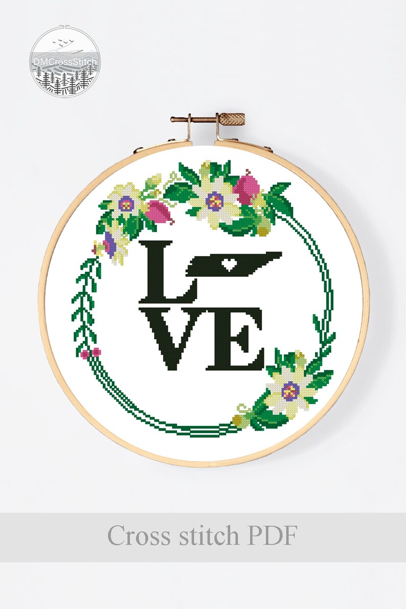 Love Tennessee State Modern Cross Stitch Pattern PDF Map | Etsy