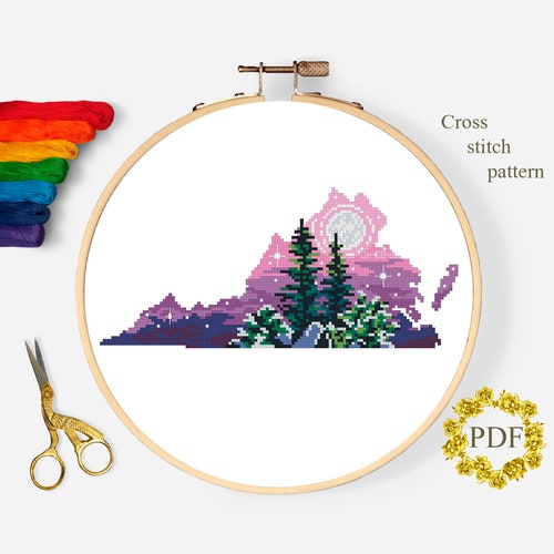 Colorado State Map Modern Cross Stitch Pattern PDF Landscape - Etsy