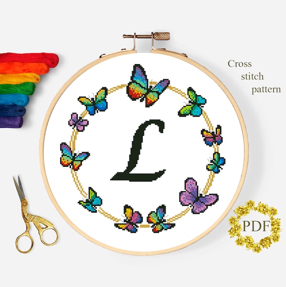 Letter L Modern Cross Stitch Pattern PDF Monogram Baby - Etsy