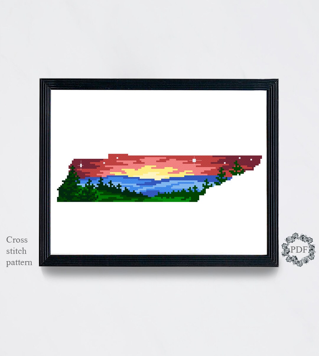 Tennessee State Map Modern Cross Stitch Pattern PDF Landscape - Etsy