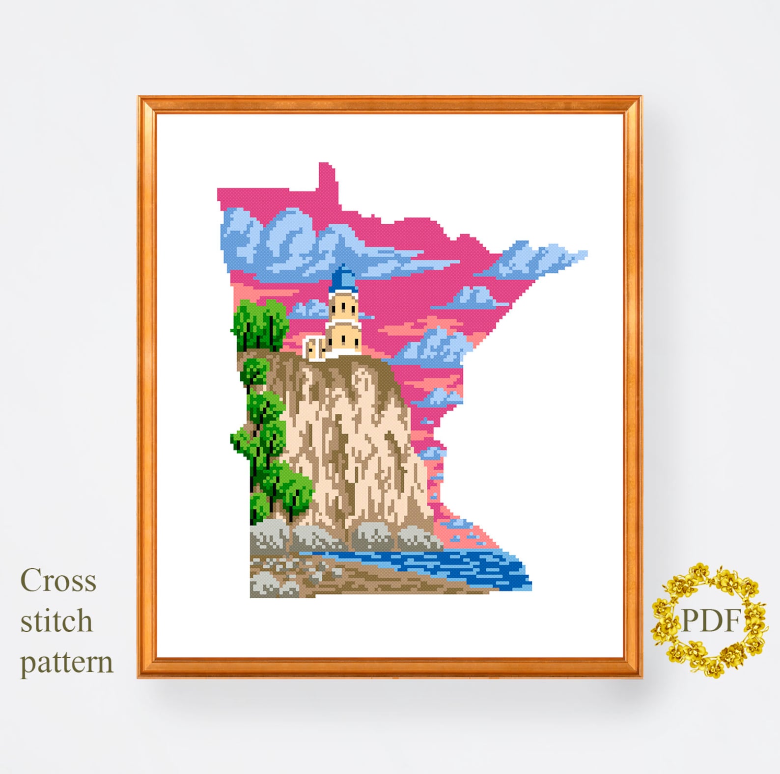 Minnesota State Modern Cross Stitch Pattern PDF Map Counted - Etsy