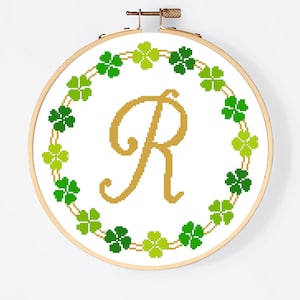 Letter R Modern Cross Stitch Pattern PDF, Monogram Counted Cross Stitch ...