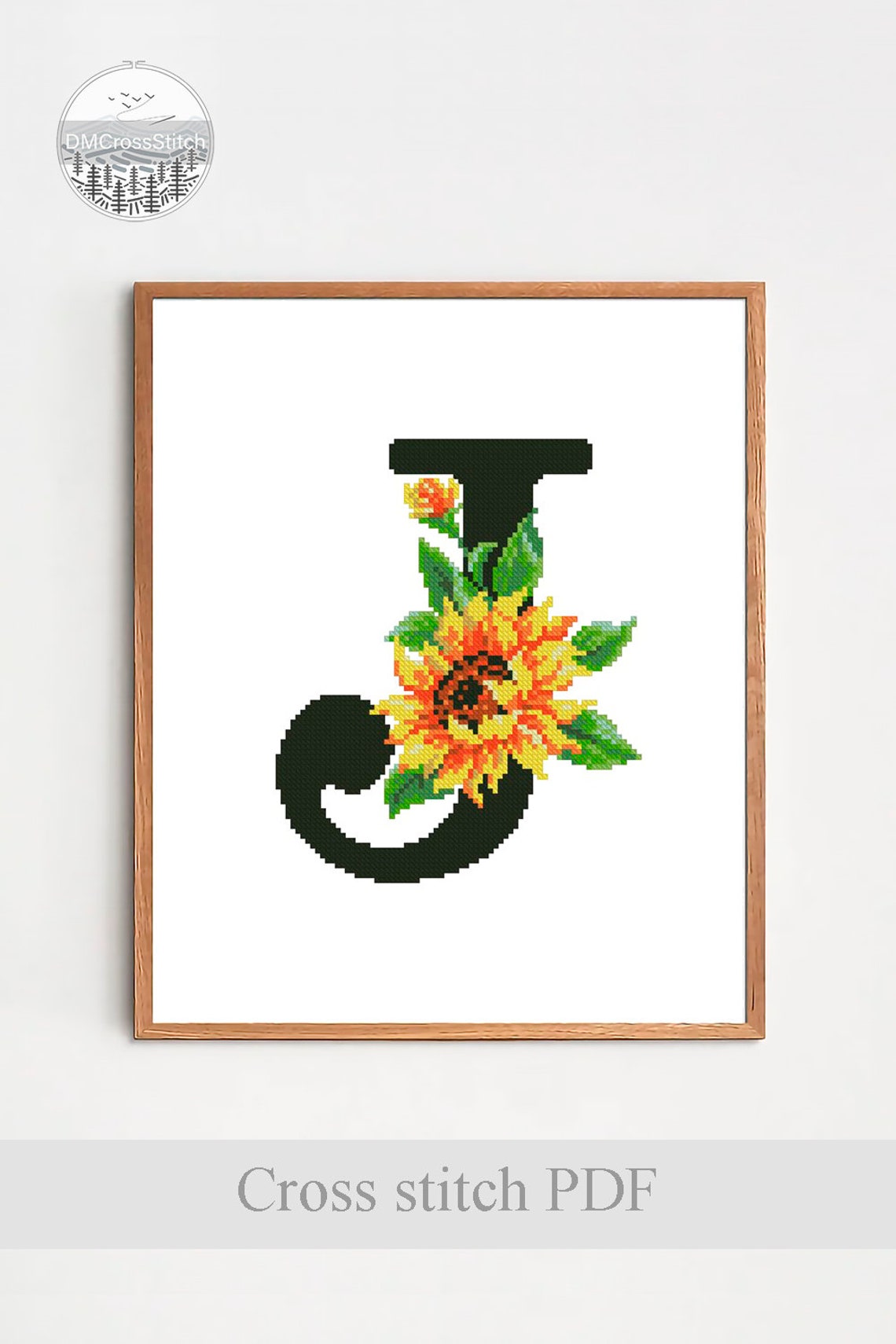 Letter J Modern Cross Stitch Pattern PDF Monogram Floral | Etsy