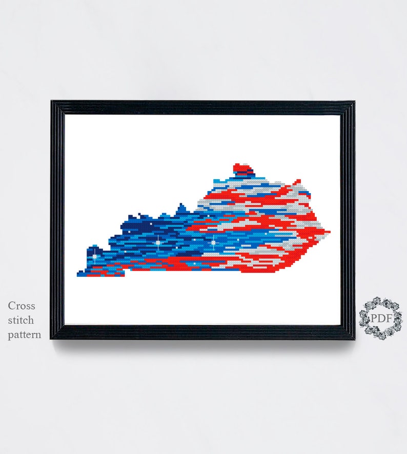 Kentucky State Map Modern Cross Stitch Pattern PDF American - Etsy