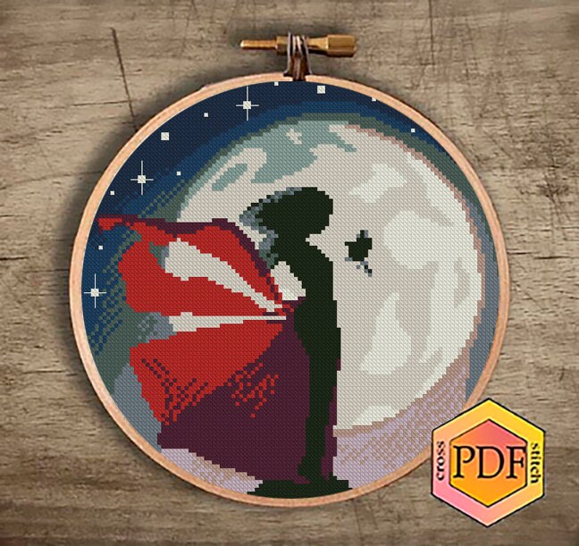 Girl Modern Cross Stitch Pattern PDF Landscape Counted Cross | Etsy