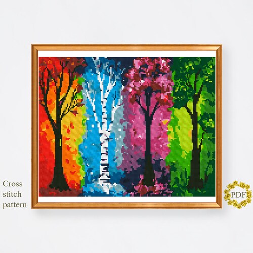 Landscape Modern Cross Stitch Pattern Nature Easy Counted - Etsy