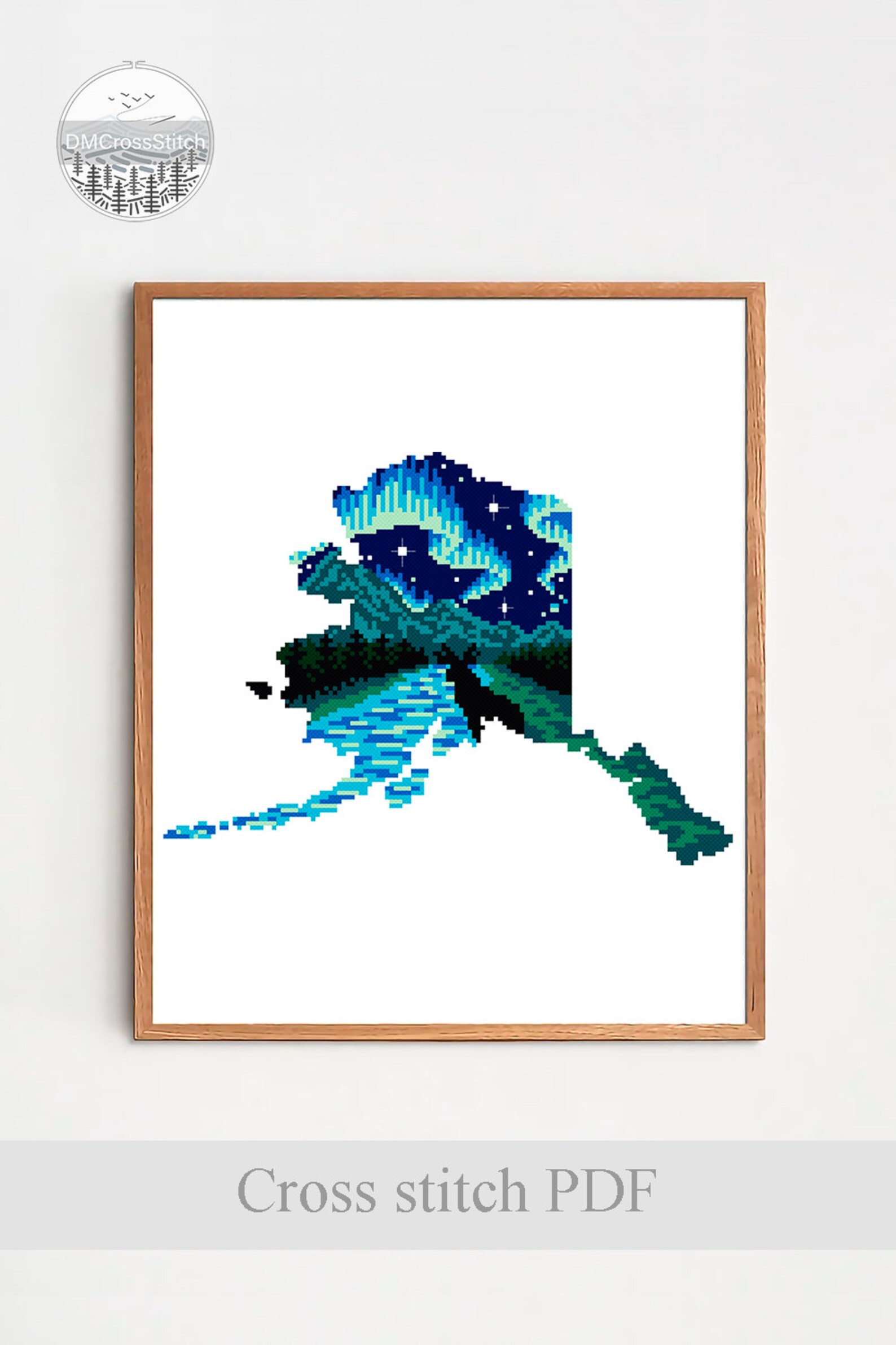 Alaska State Modern Cross Stitch Pattern PDF Landscape USA - Etsy