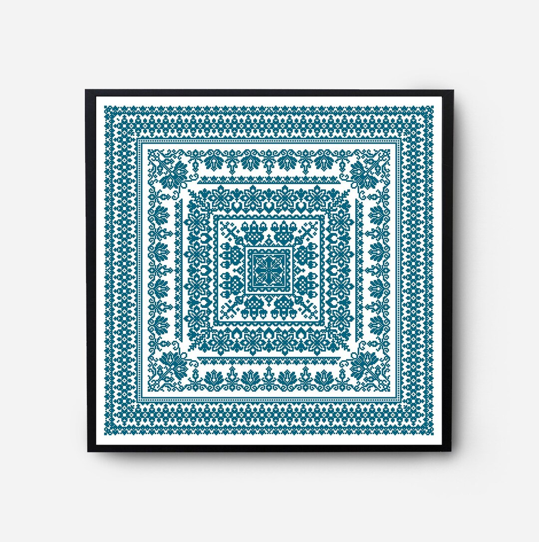 Monochromatic Sampler Cross Stitch Pattern PDF, Floral Folk Modern ...