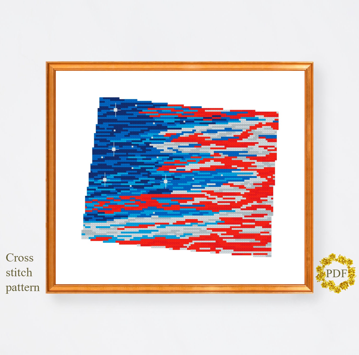 Wyoming State Map Modern Cross Stitch Pattern PDF American | Etsy