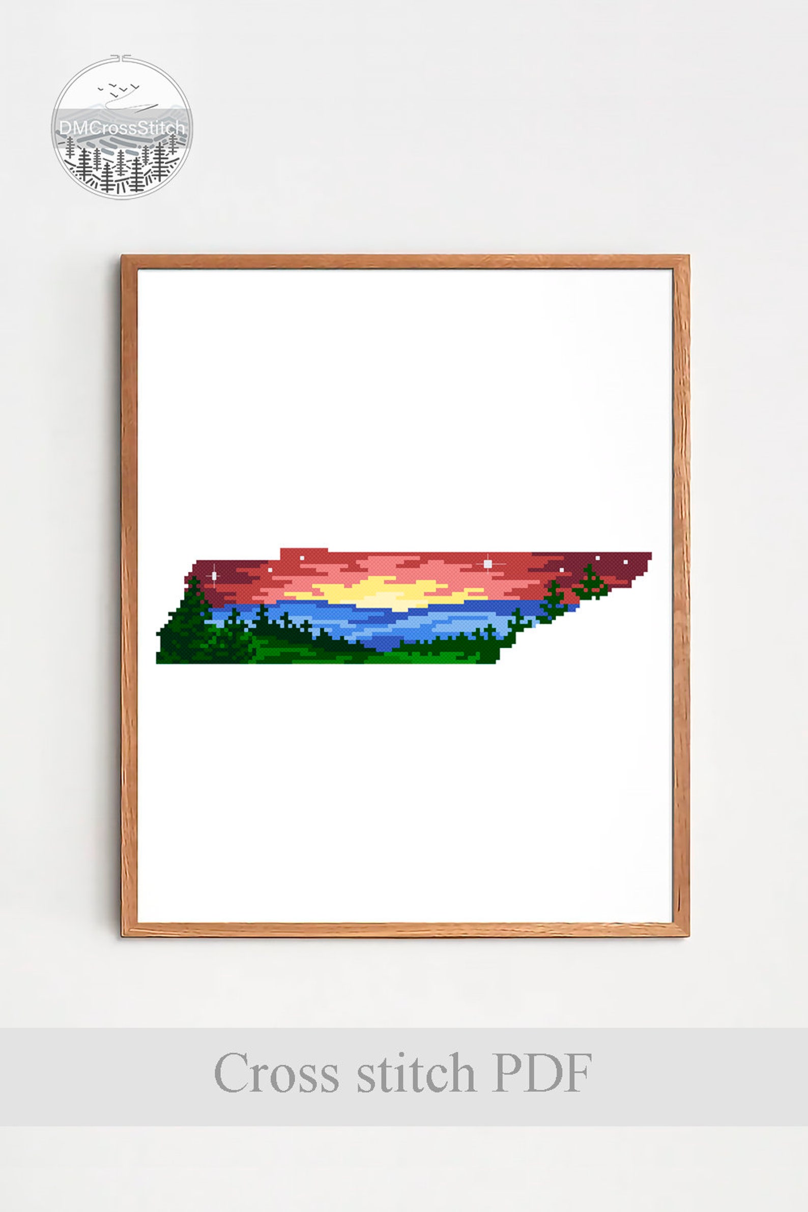 Tennessee State Map Modern Cross Stitch Pattern PDF, Landscape Counted ...
