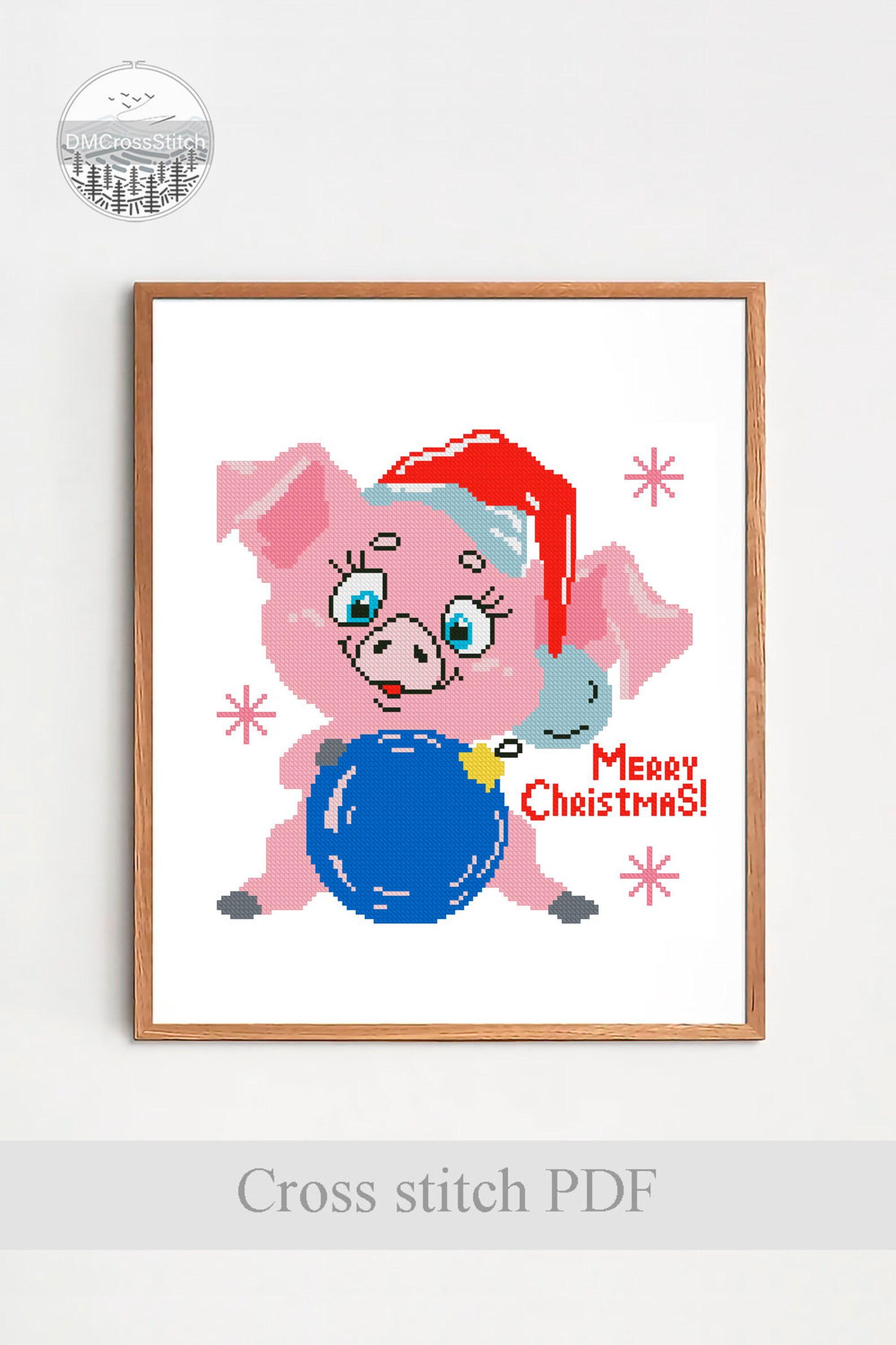Christmas Pig Modern Cross Stitch Pattern PDF Animal Counted - Etsy