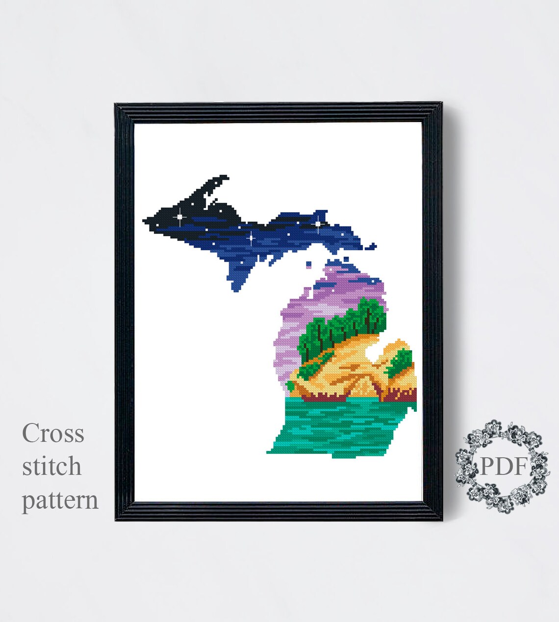 Michigan State Modern Cross Stitch Pattern PDF American | Etsy