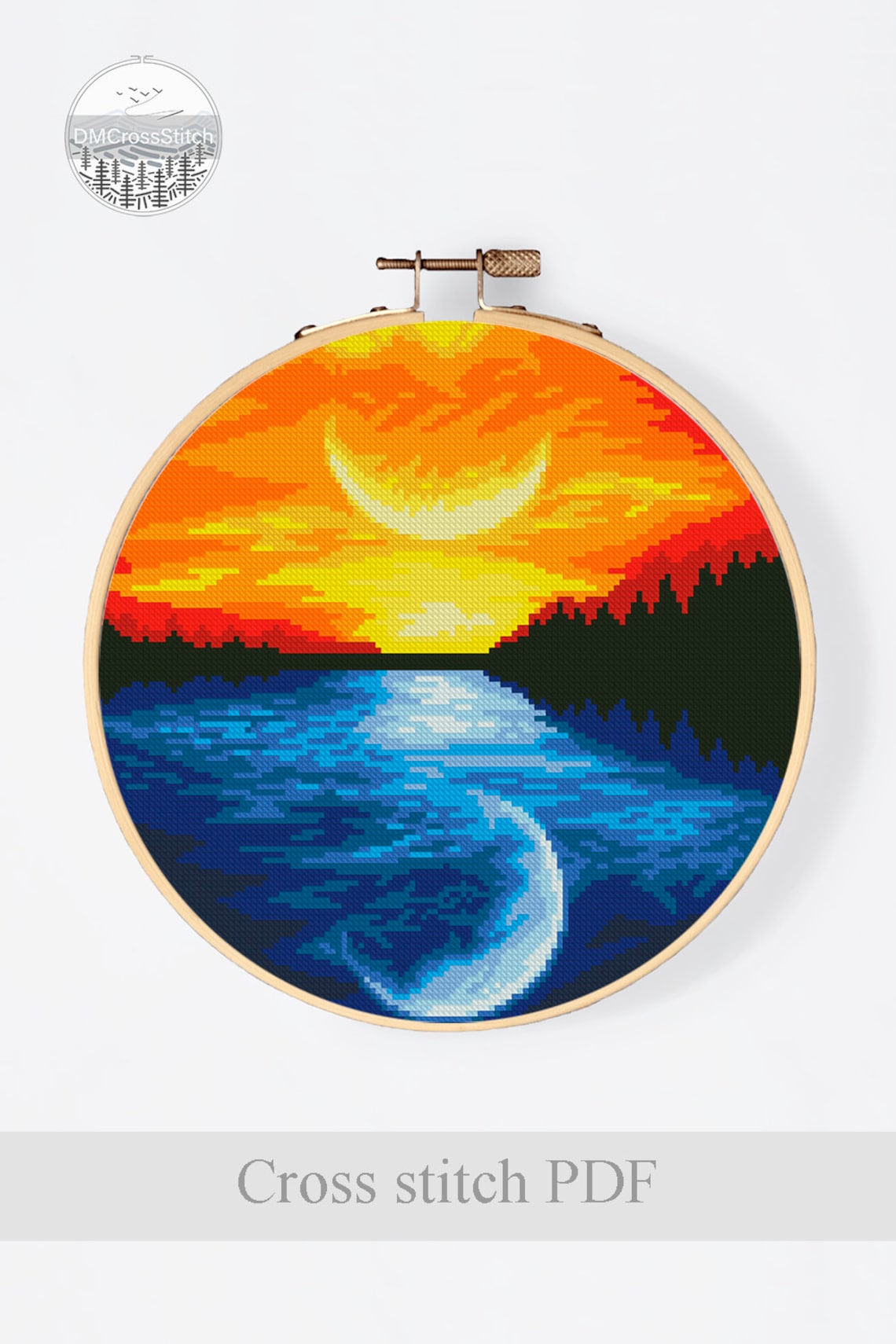 Sunset Modern Cross Stitch Pattern PDF Landscape Counted | Etsy