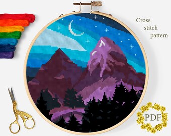 Northern Lights Cross Stitch Pattern Pdf North Nature Cross - Etsy