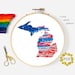 Michigan State Map Modern Cross Stitch Pattern PDF, American Flag ...