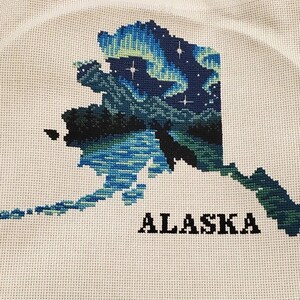 Alaska State Modern Cross Stitch Pattern PDF, Landscape USA Map Counted ...