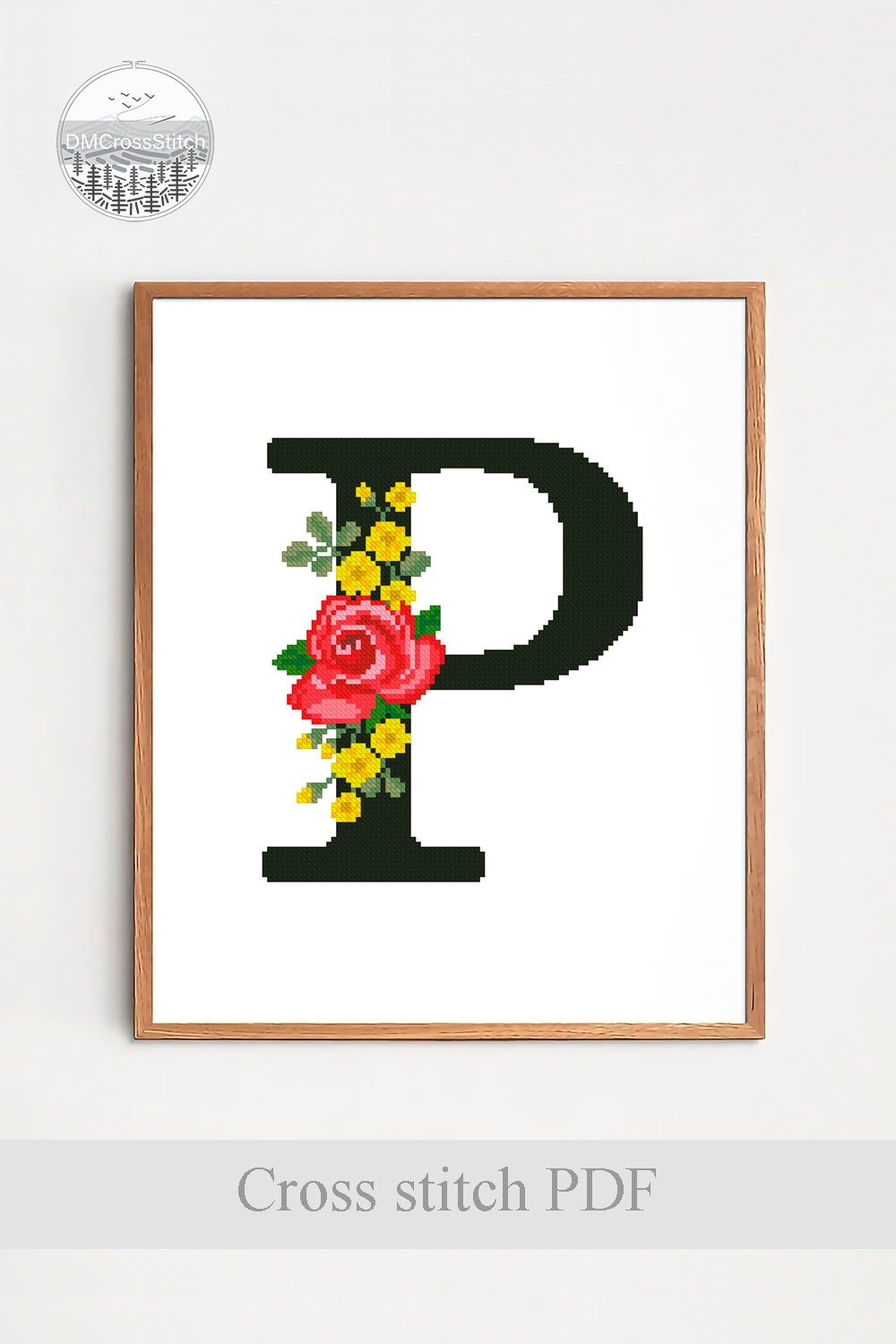 Letter P Modern Cross Stitch Pattern PDF Monogram Floral - Etsy