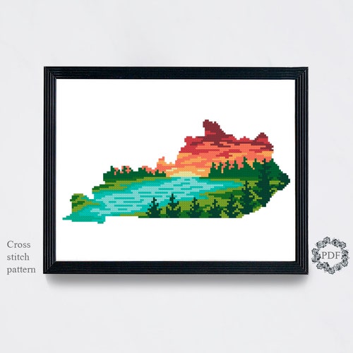 Tennessee State Map Modern Cross Stitch Pattern PDF Landscape - Etsy