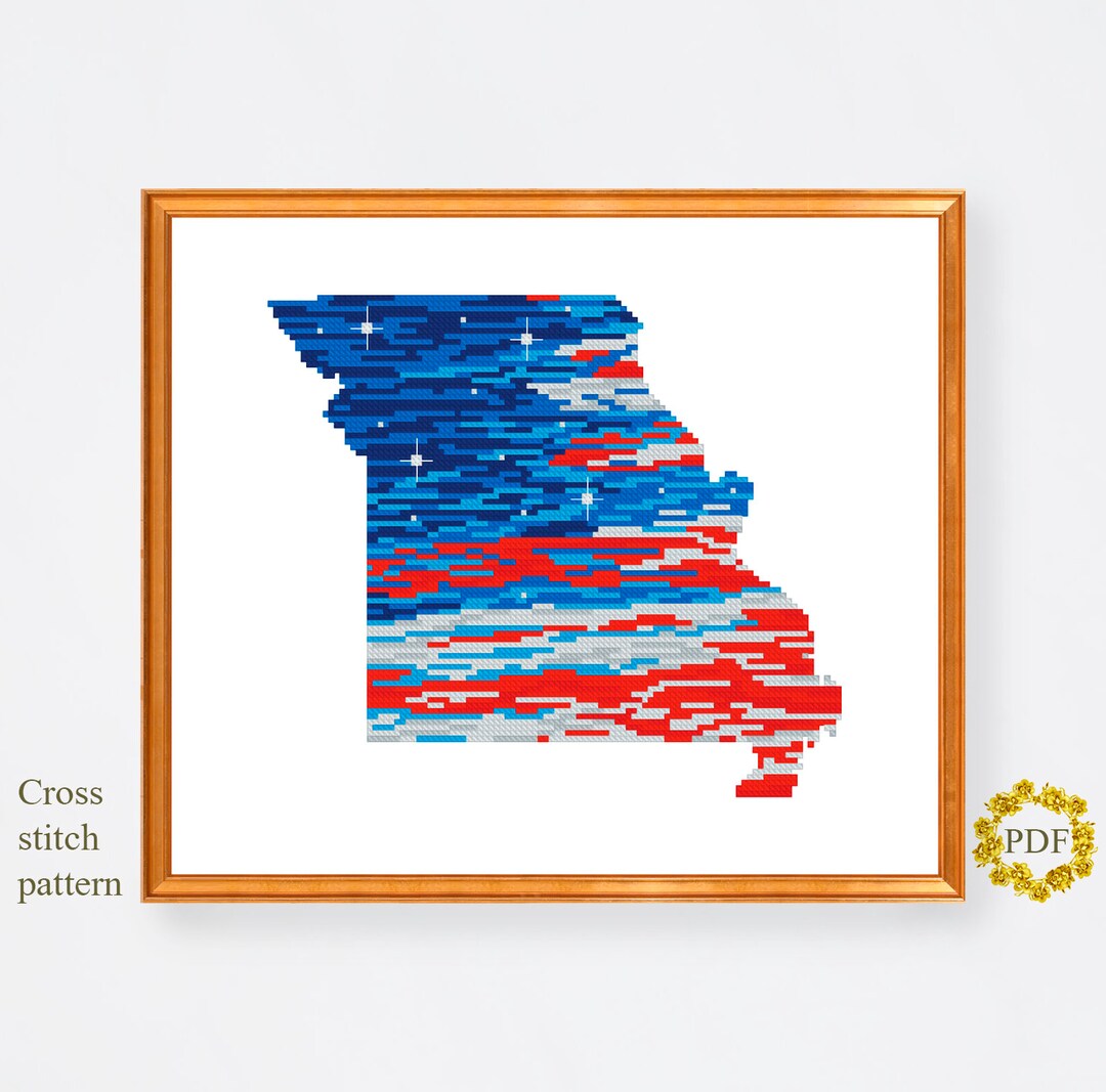 Missouri State Map Modern Cross Stitch Pattern PDF, American Flag ...