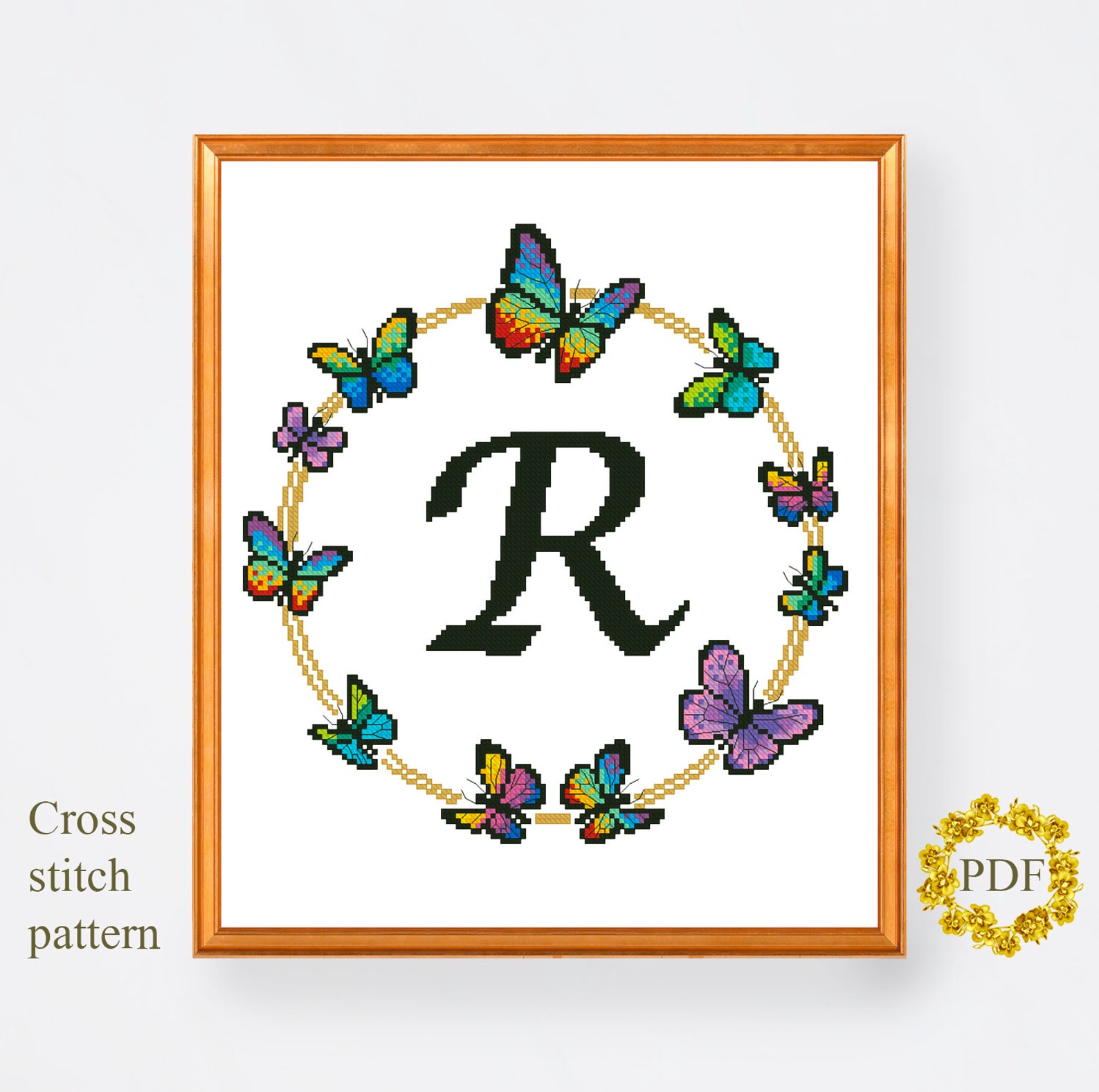 Letter R Modern Cross Stitch Pattern PDF, Monogram Baby Counted Cross ...