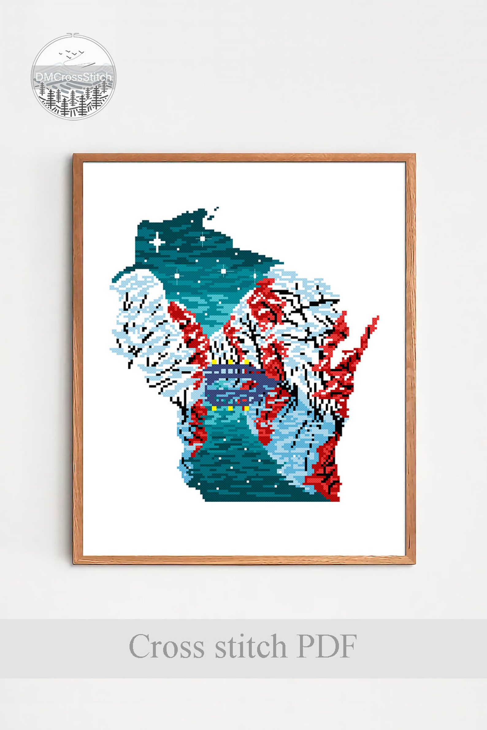 Wisconsin State Map Modern Cross Stitch Pattern PDF, Landscape Counted ...