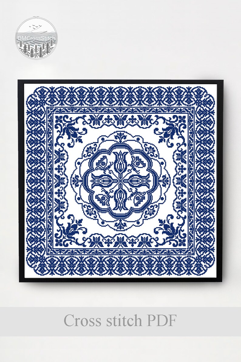 Folk Sampler Modern Cross Stitch Pattern PDF Monochromatic - Etsy