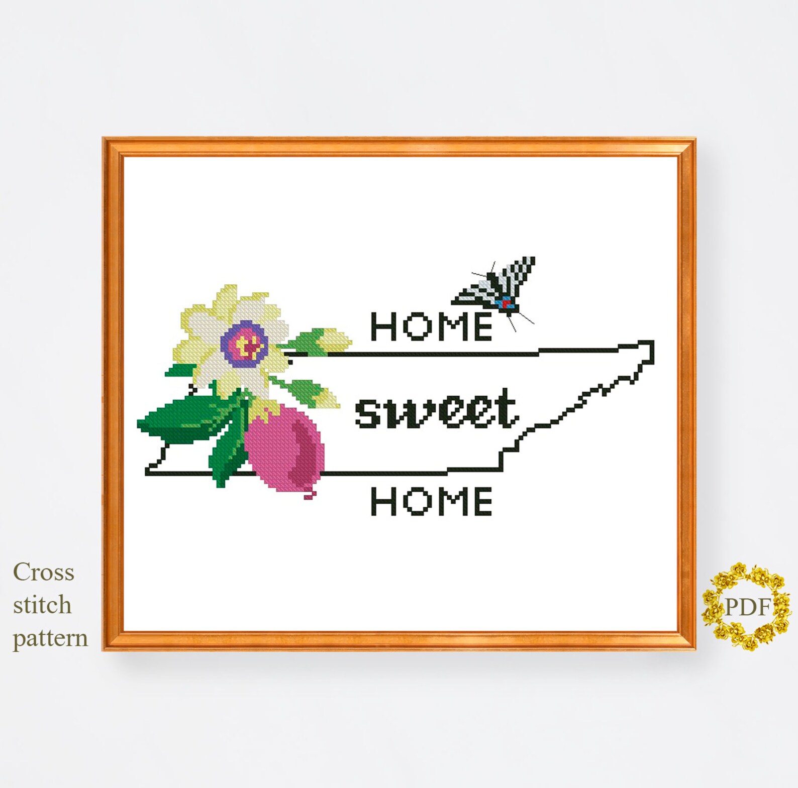 Tennessee State Modern Cross Stitch Pattern PDF, USA Map Counted Cross ...