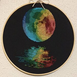 Moon Modern Cross Stitch Pattern PDF Night Landscape Counted - Etsy