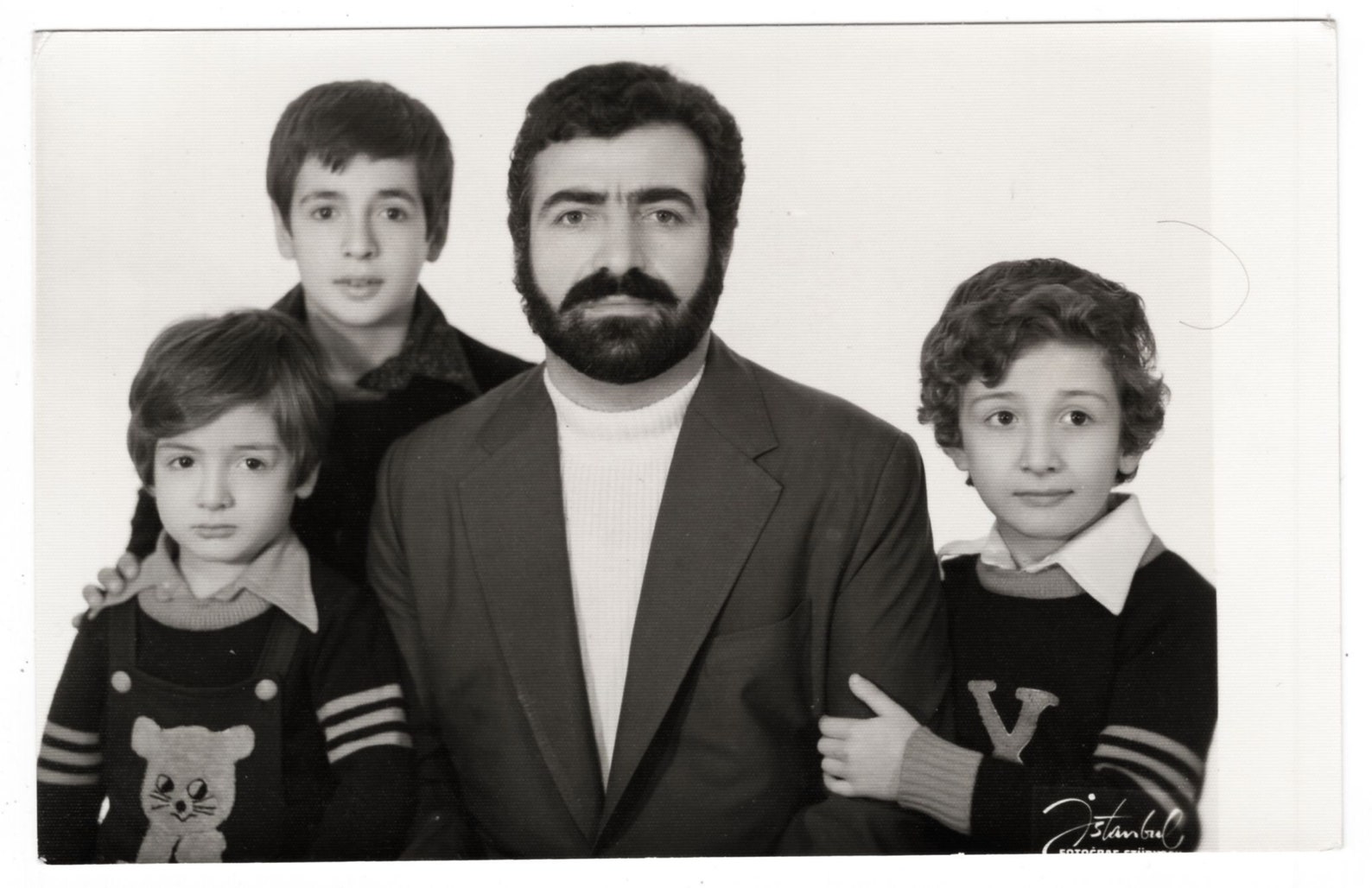 Old family photo Turkish family dad with little boys Turkey | Etsy