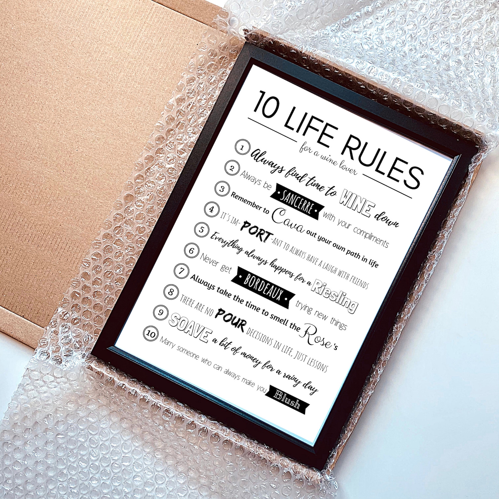 10 Life Rules for A Wine Lover Funny Wall Poster Typography - Etsy