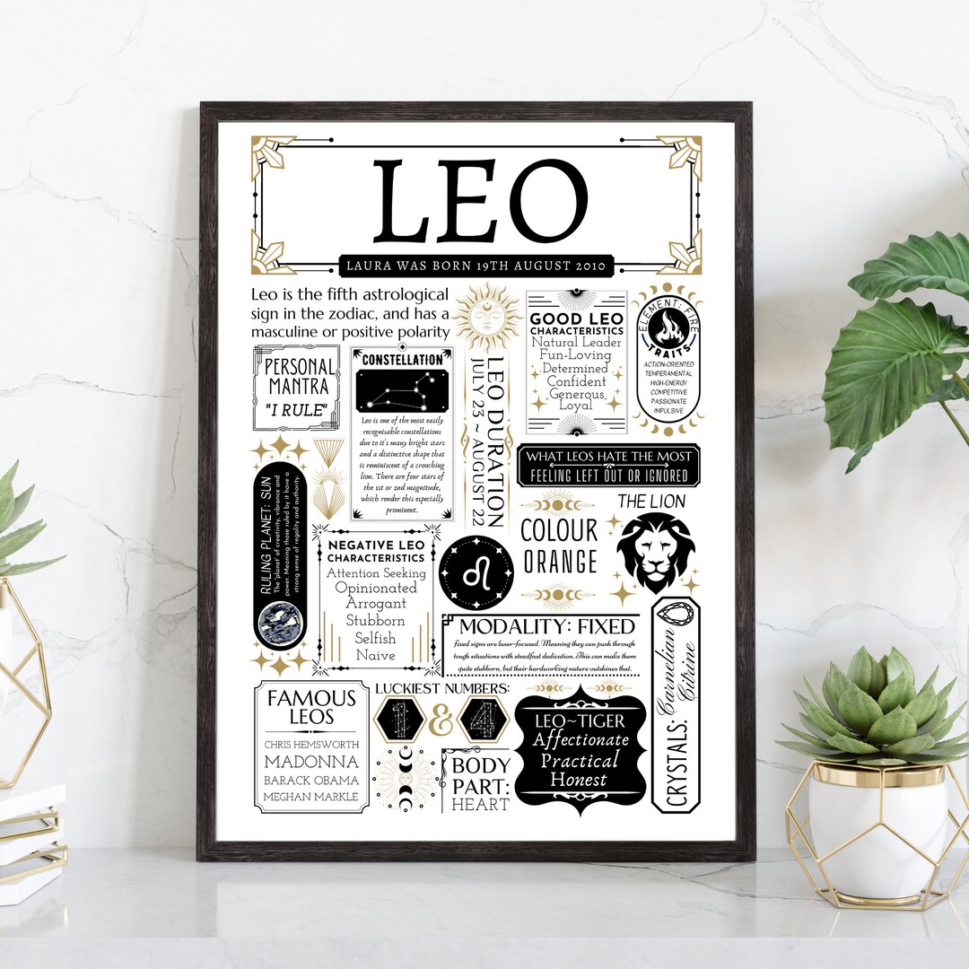 Personalised Leo Star Sign Print | Horoscope Birthday Gift | Astrology ...