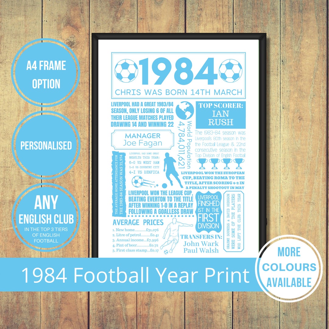 1984 Football Fact Print of ANY English Mens Football Club in Top 3 ...