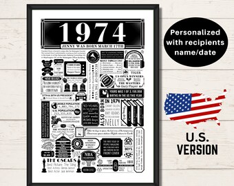 1970 Newspaper Any Age Any Year You Were Born Birthday Facts Personalised Gift Print - Etsy