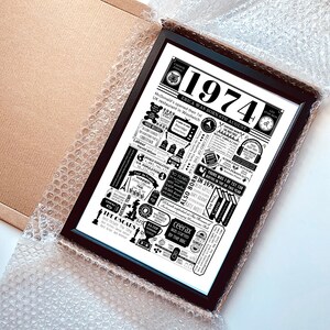 1974 Birthday Poster Personalised 50th Birthday Gift Year You Were Born Print Gift for Men Gift ...