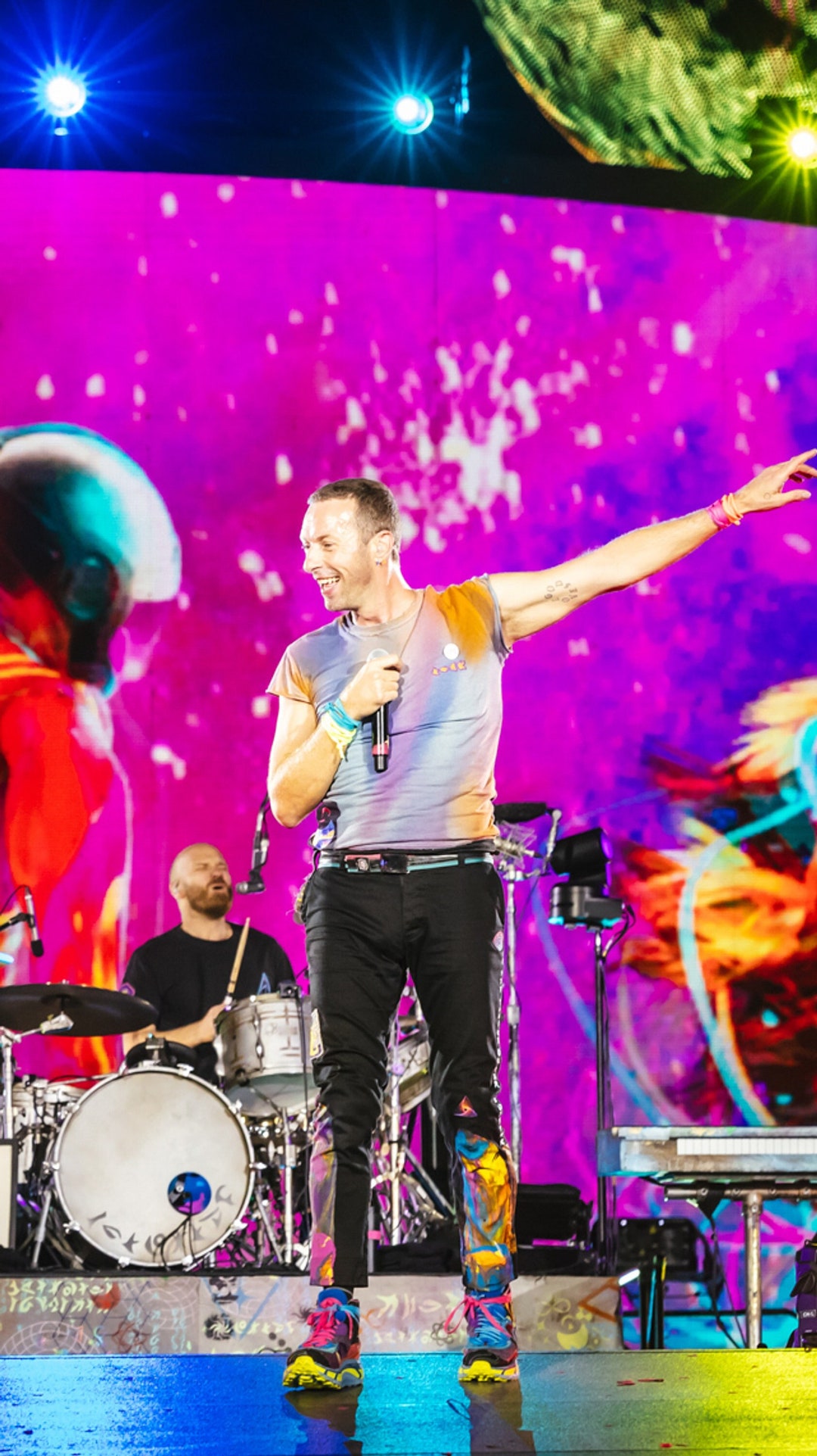 Coldplay Chris Martin Hand-painted Pants, Unique Festival Apparel Black ...