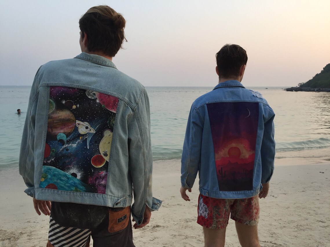 Hand Painted Jacket Galaxy Space Universe Planets Stars - Etsy