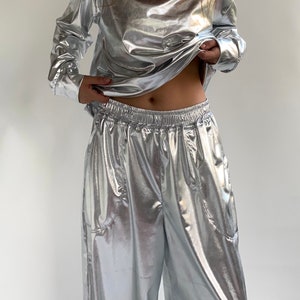 Shine Bright Metallic Silver Reflector Hoodie- Astronaut Sweatshirt ...