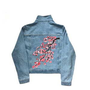 Hand-painted Cherry Blossom Denim Jacket: Hanami Sakura Art - Etsy