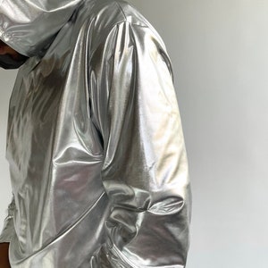 Shine Bright Metallic Silver Reflector Hoodie- Astronaut Sweatshirt ...