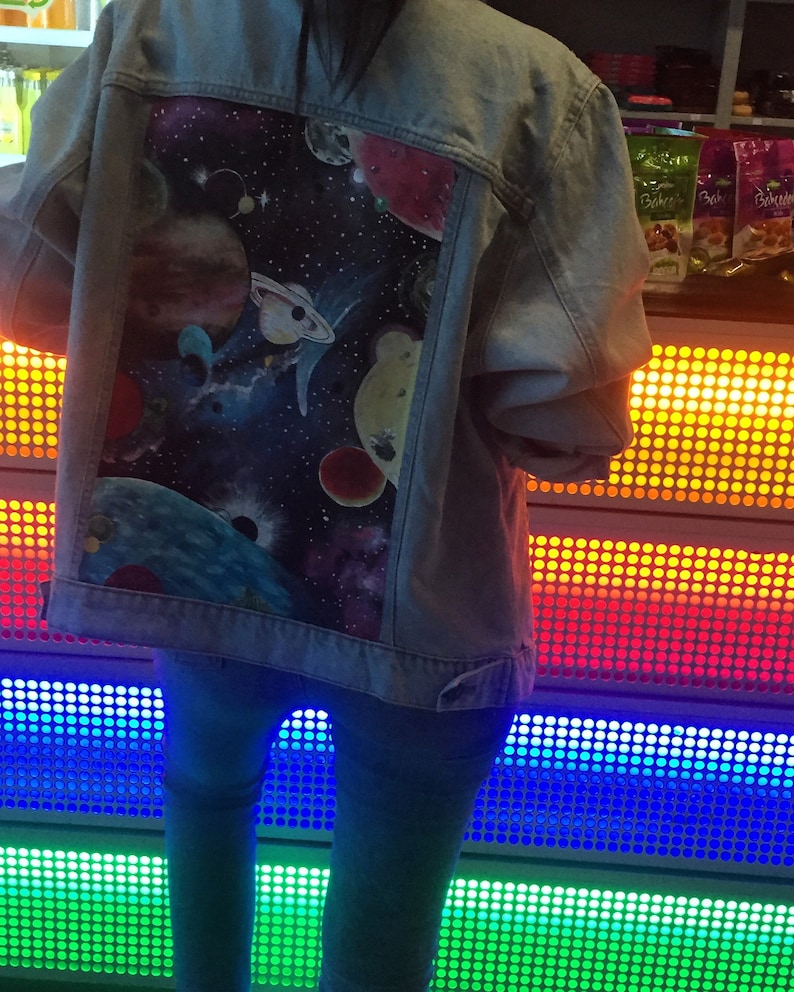 Hand Painted Jacket Galaxy Space Universe Planets Stars - Etsy
