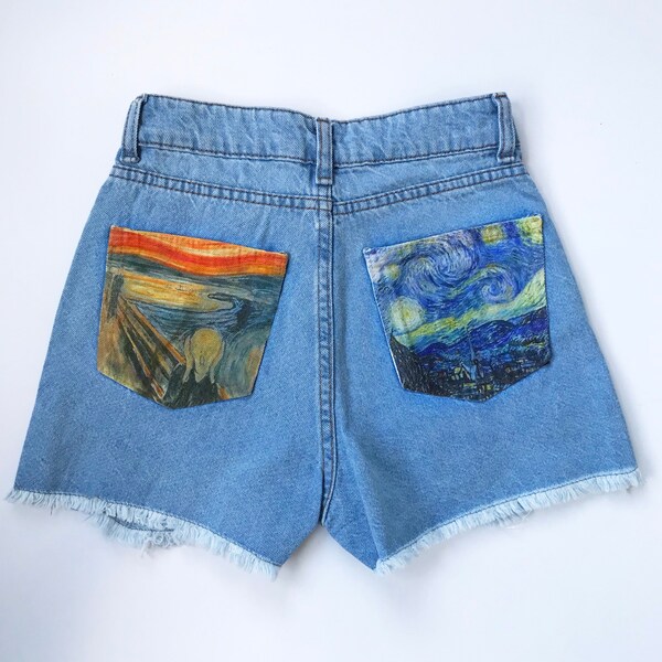 Painted Denim Shorts - Etsy